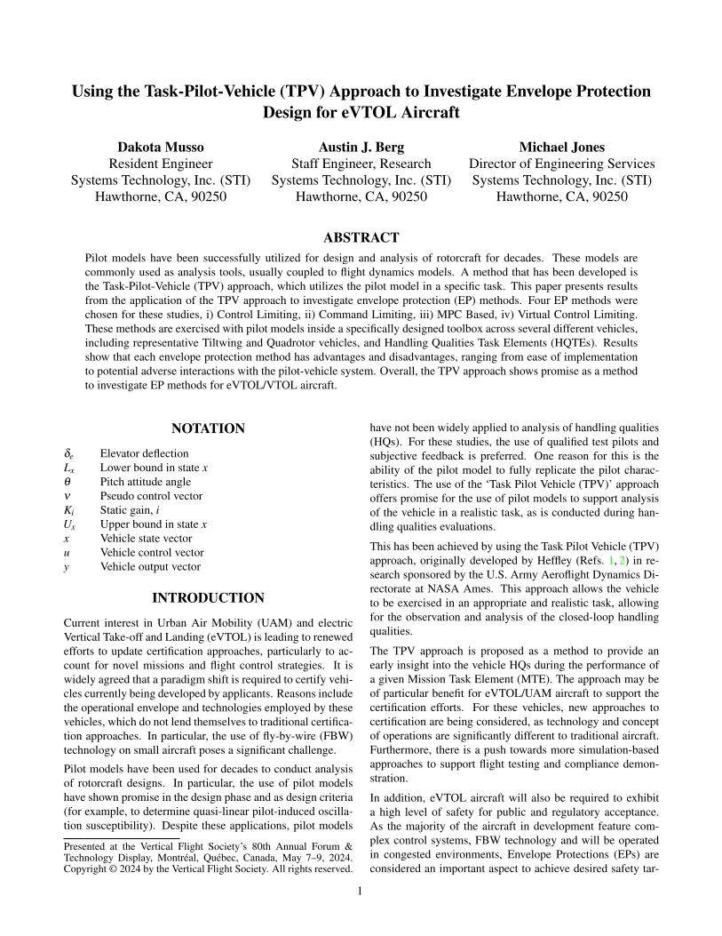 Using the Task-Pilot-Vehicle (TPV) Approach to Investigate Envelope ...