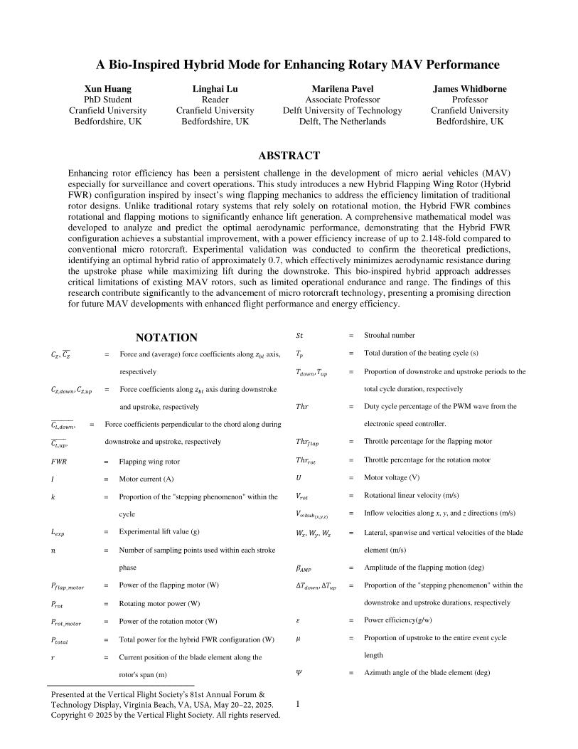 A Bio-Inspired Hybrid Mode for Enhancing Rotary MAV Performance ...