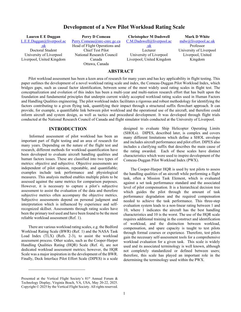 Development of a New Pilot Workload Rating Scale | Vertical Flight ...